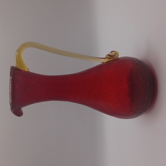 Blenko | Accents | Vintage Cranberry Red Crackle Glass Blenko Pitcher ...